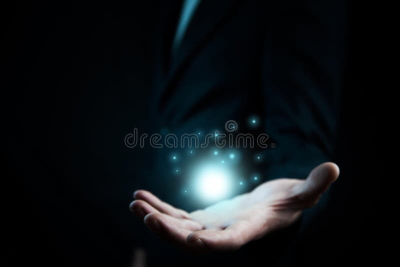 Man Hand Showing Color Magic Stars Light Stock Image - Image of magic ...