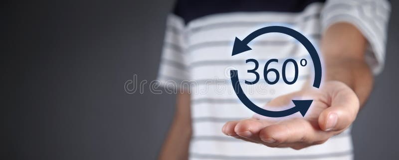 Man Hand Showing 360 Degree Symbol Stock Image - Image of circle, icon ...