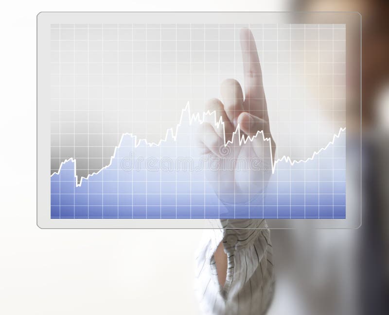 Man hand showing graph stock photo. Image of show, care - 45402216