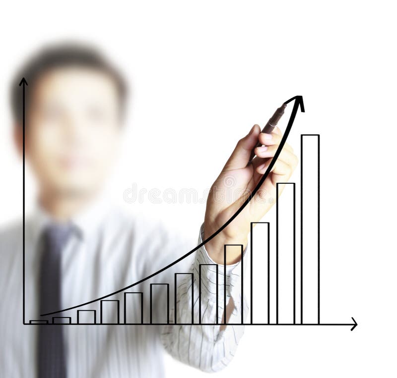 Man hand showing graph stock image. Image of collage - 45402291