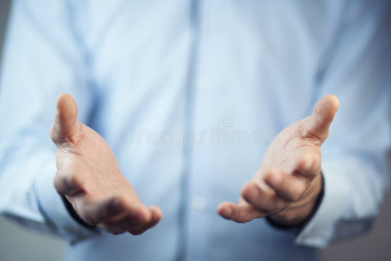Man Hand Showing Something on Empty Palm Stock Image - Image of product ...