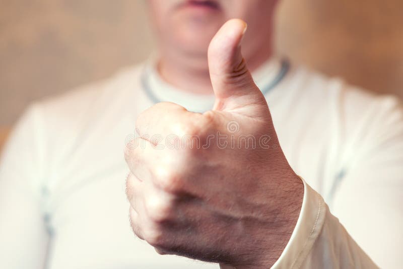 Man Hand Shows Gesture All Right. Close-up Stock Photo - Image of male ...