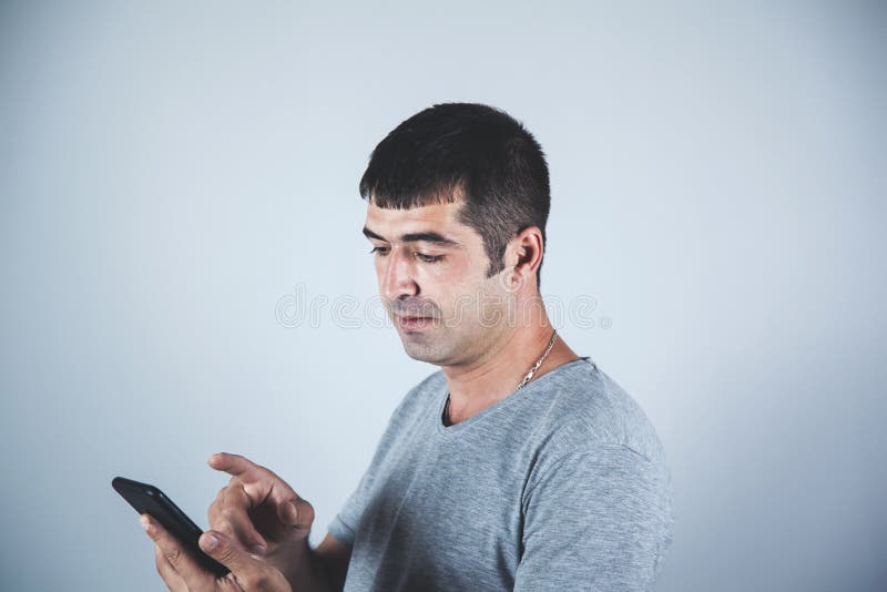 Man hand smart phone stock image. Image of technology - 152955805