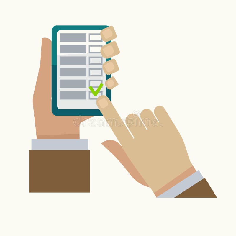 Man Hand and Smartphone Check List Vector Icon Stock Vector ...