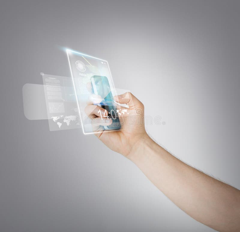 Hand Showing Chat Bubbles on Transparent 3D Smartphone Stock Image ...