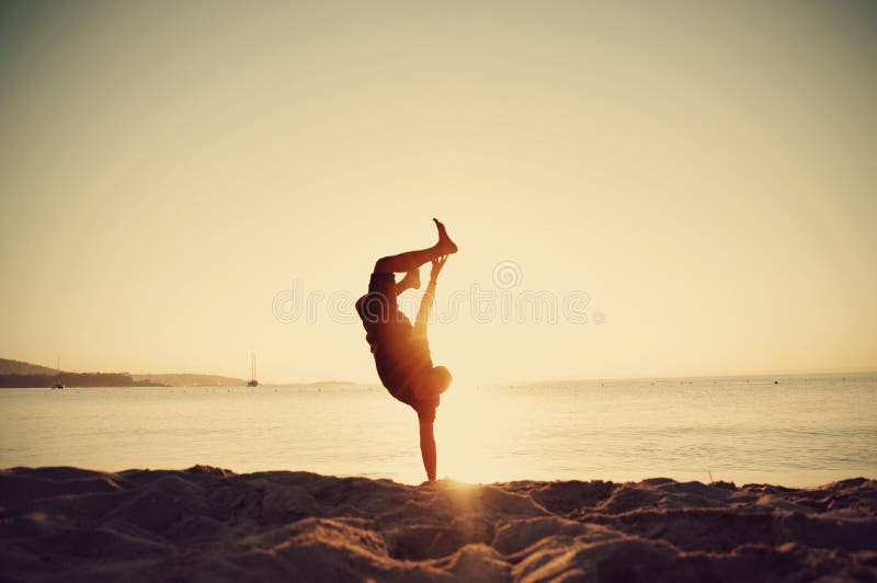 Man Hand Standing on the Beach Stock Photo - Image of evening, holiday ...