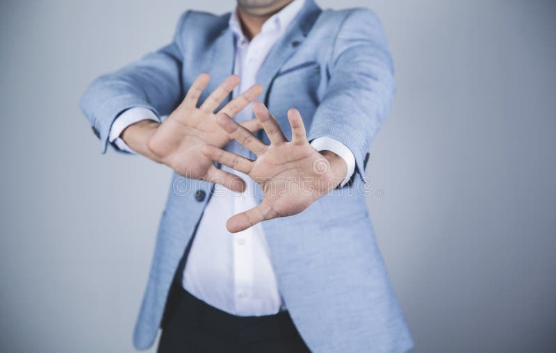 Man hand stop sign stock photo. Image of adult, control - 176592054