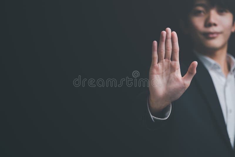 Man Hand Stop Sign, Warning Concept, Refusal, Caution, Symbolic ...