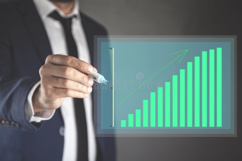 Man Hand Success Graph on Paper Stock Photo - Image of accounting ...