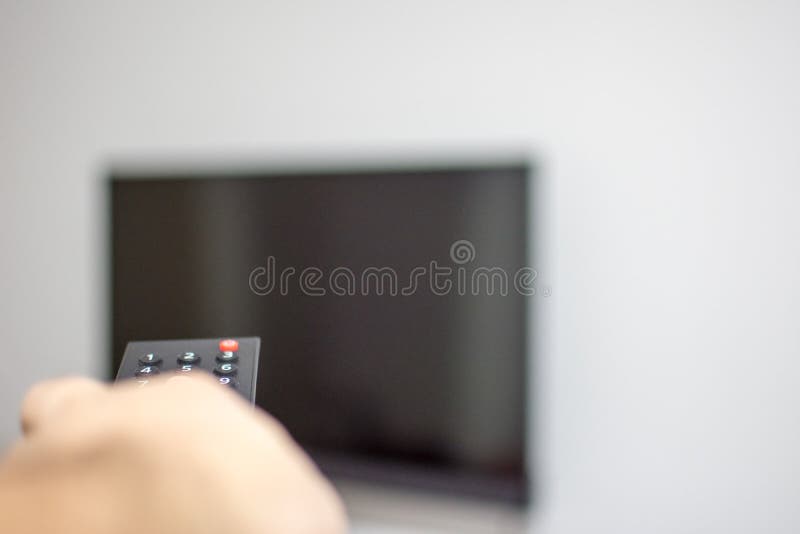 Man Hand Switch Channels on the TV Stock Image - Image of modern, white ...