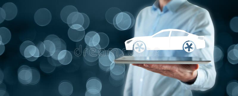 Man Hand Tablet and Car in Screen Stock Image - Image of innovation ...