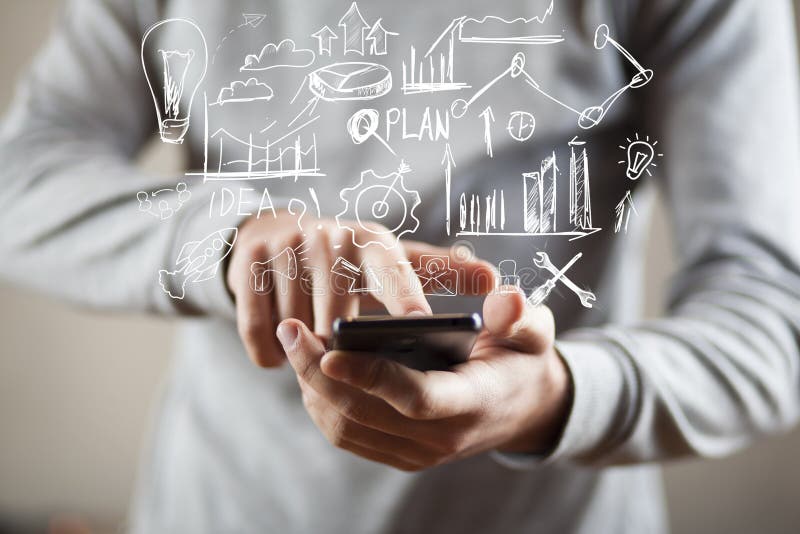 Man Hand Tablet with Icon Plan in Screen Stock Photo - Image of digital ...