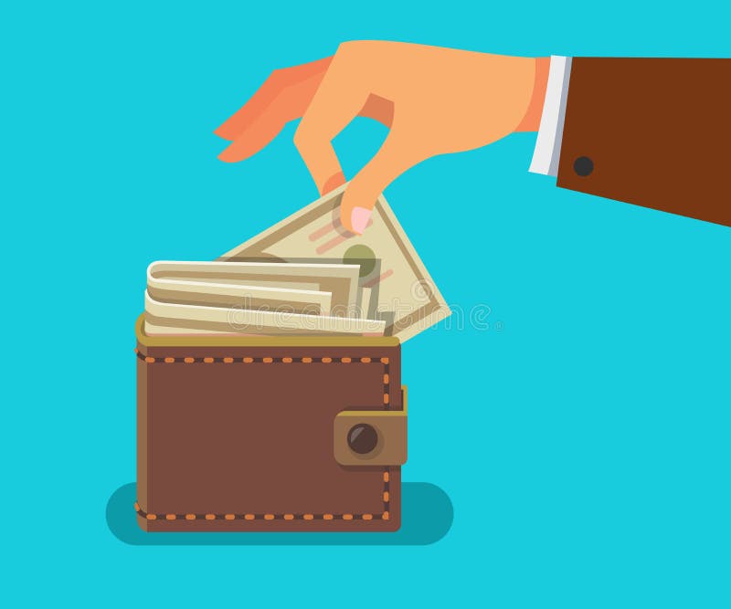 Man Hand Taking Out Money Bill from a Wallet. Stock Vector ...