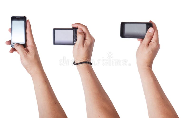 Man Hand Taking Photo on Camera Stock Image - Image of communication ...