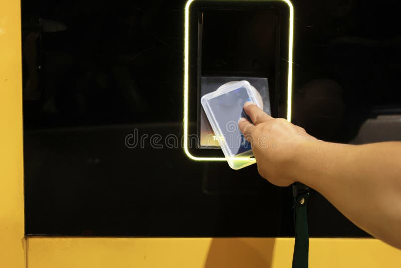 Man Hand Tapping E Toll Card As Highway Payment Stock Photo - Image of ...
