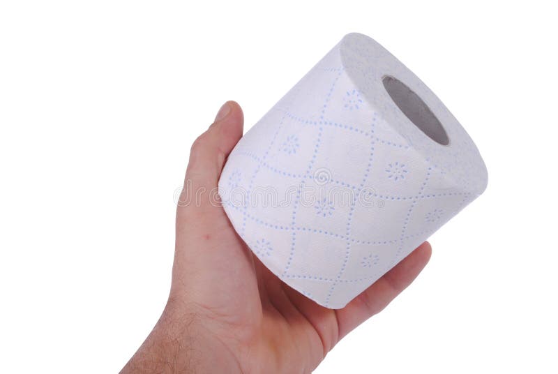 Man Hand with a Toilet Paper Roll Stock Image - Image of isolated ...