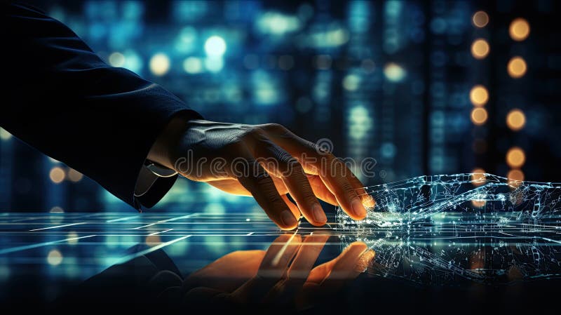 Man Hand Touching the Future. Digital Transformation Conceptual for ...
