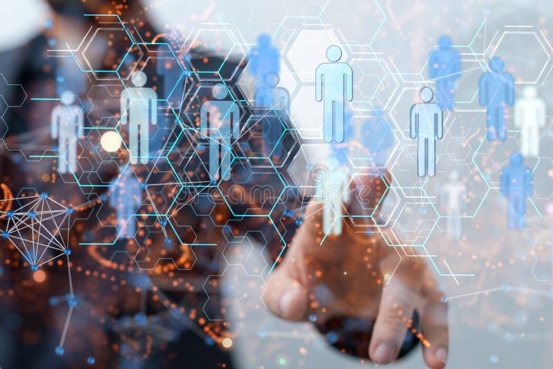 Man Hand Touching Illustrative Human Figures and Making a Choice Stock ...