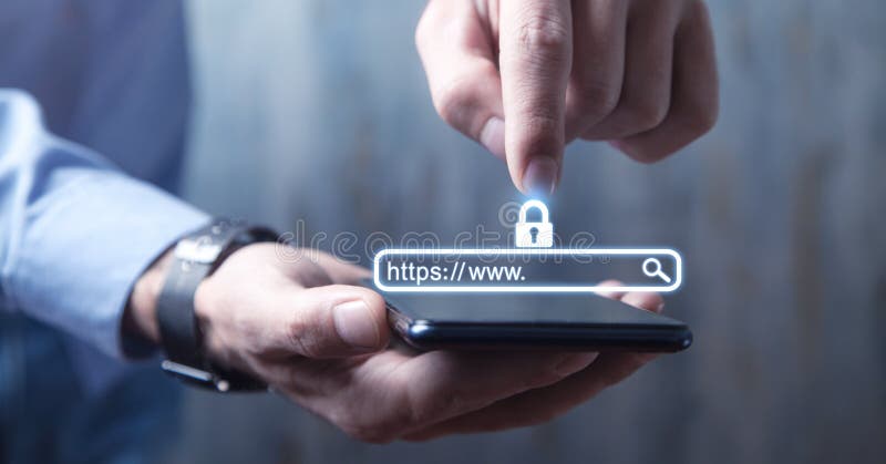 Man Hand Touching Lock. Internet Security Stock Image - Image of code ...
