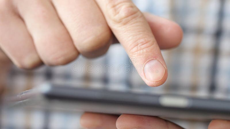 Man Hand Touching Screen on Modern Digital Tablet Pc Stock Image ...