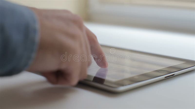 Hand Touching Tablet Computer Surface Touchscreen Stock Video - Video ...