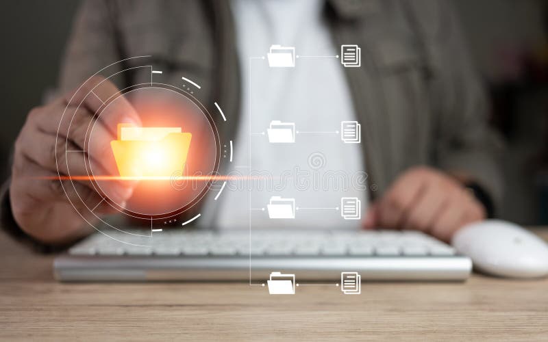 Man Hand Transferring Files in Virtual Screen for Sent Document. Data ... Man Hand Transferring Files in Virtual Screen for Sent Document. Data ...