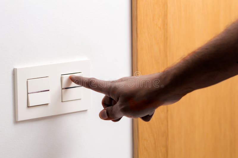Man Hand Turning on the Light Stock Image - Image of energy, household ...
