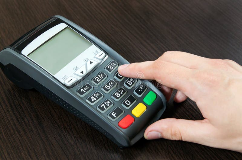 Man Hand Using Payment Terminal Stock Image - Image of modern, retail ...