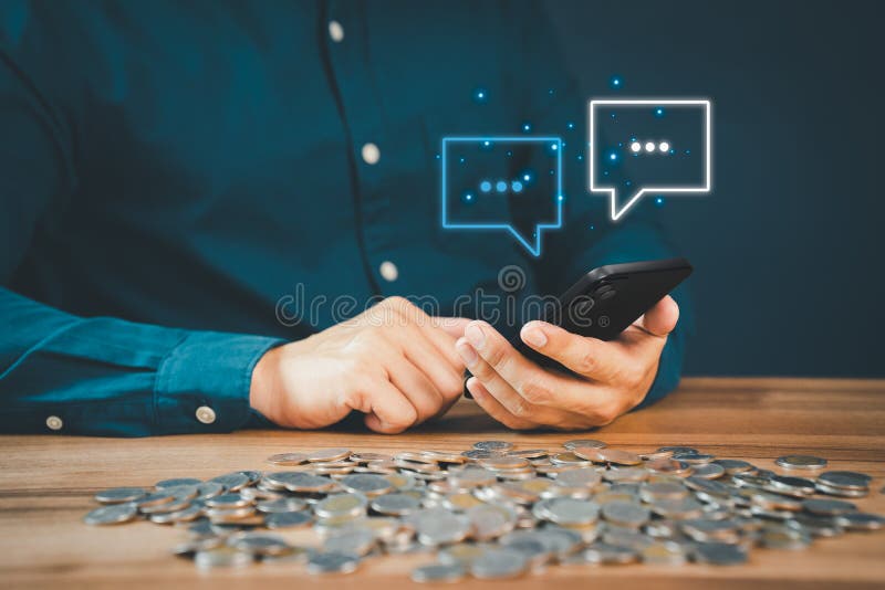 Man Hand Using Smartphone Typing Live Chat Chatting on Application ...