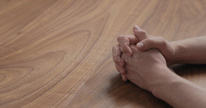 Man Hand Waiting on Black Walnut Table Stock Photo - Image of depressed ...