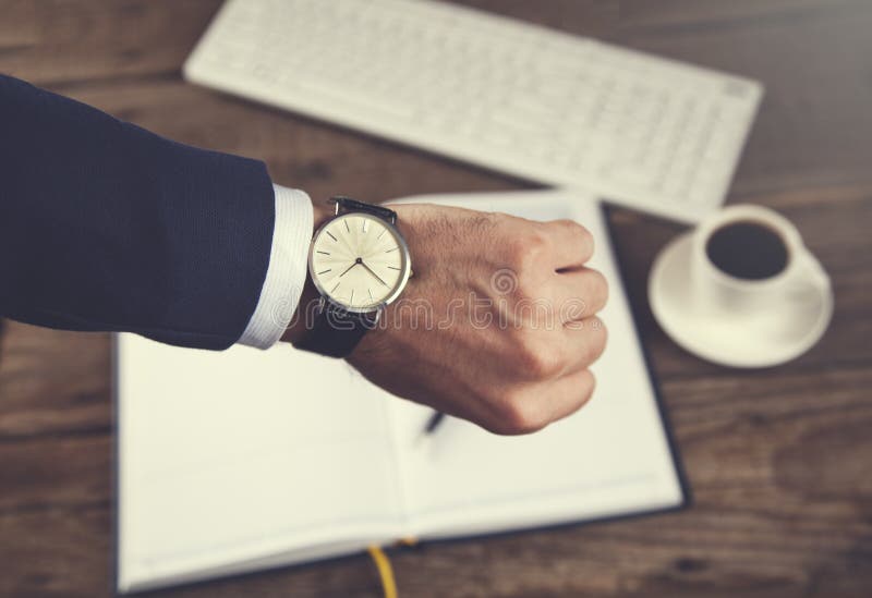 Man Hand Watch on Working Table Stock Photo - Image of wrist, table ...