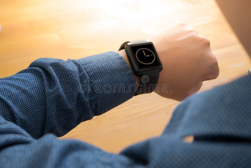 Man Hand Wearing Elegant Smartwatch Stock Photo - Image of interface ...