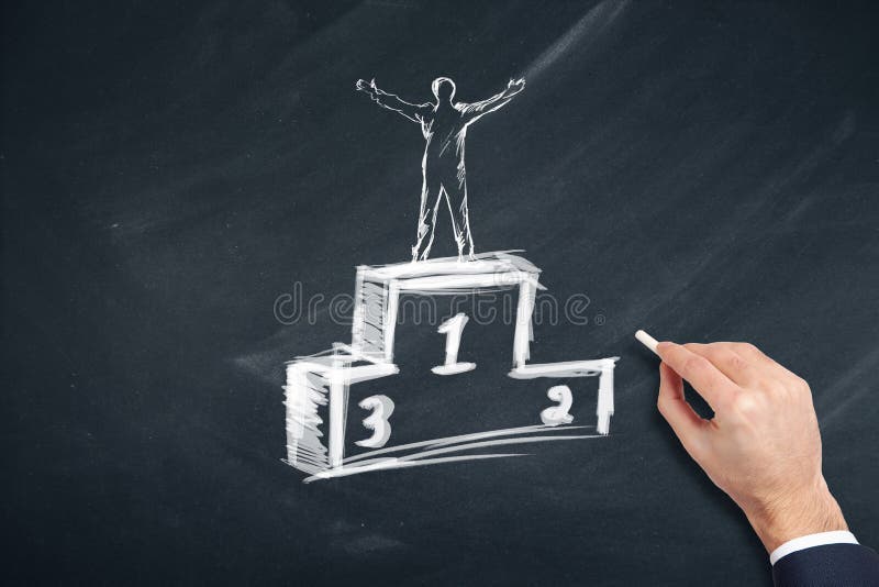 Winner on podium stock photo. Image of symbol, sign - 197154136