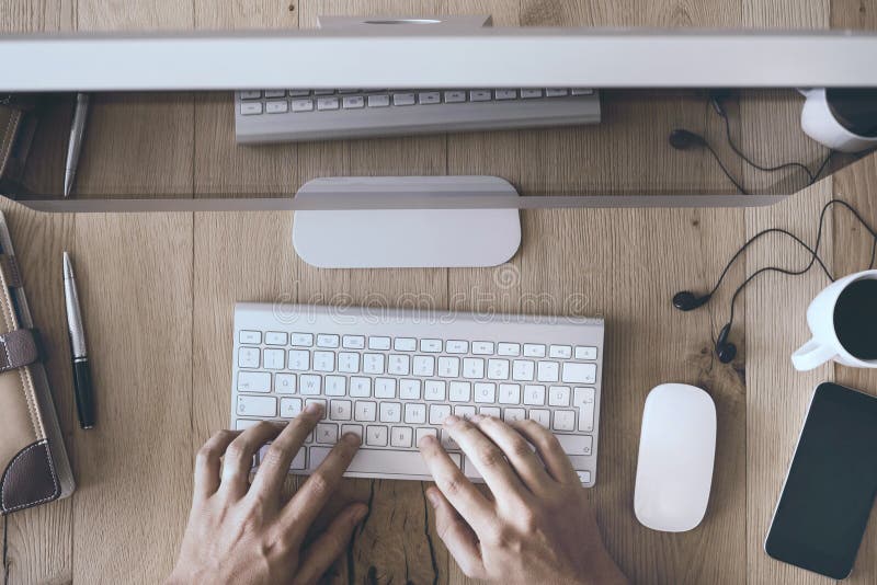 Man Hand Working on Computer Stock Photo - Image of keyboard ...