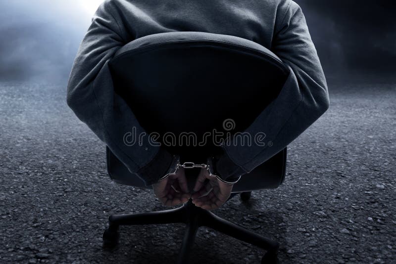 Man in Handcuff in Dark Room Stock Image - Image of asphalt, personal ...