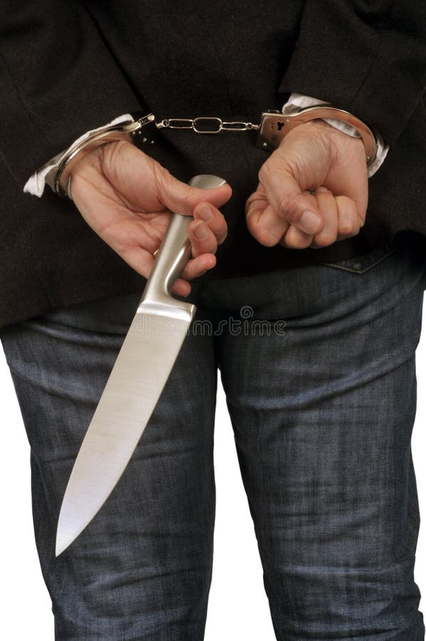 Man Handcuffed with a Knife in His Hands Stock Image - Image of danger ...