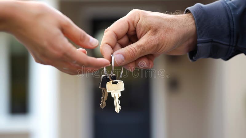 A Man Handing Over Keys To a House Stock Illustration - Illustration of ...