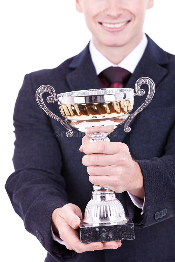 Businessman Kissing Trophy stock image. Image of award - 14647863
