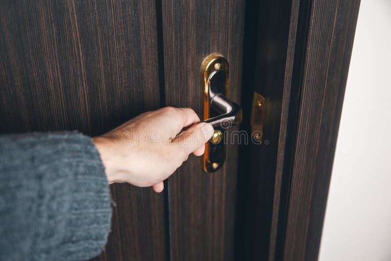 Man in handle door stock photo. Image of safety, doorway - 262959820