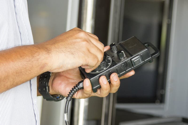 Man of Handle on Remote CNC Control Stock Photo - Image of handle ...