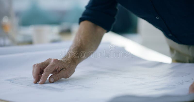 Man, Hands or Architect with Blueprint for Project, Draft or Layout for ...
