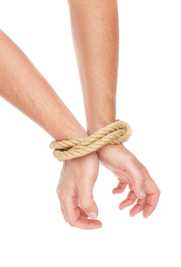 The Man Hands Bound with a Rope. Stock Image - Image of human, hand ...