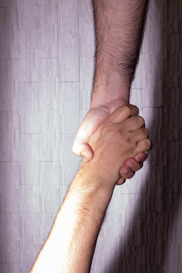 Man Hands Giving Help. Human Hands on Neutral Background Stock Image ...