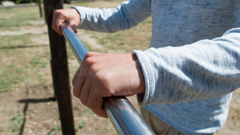 Man Hands Grabbing and Holding an Iron Bar Stock Footage - Video of ...