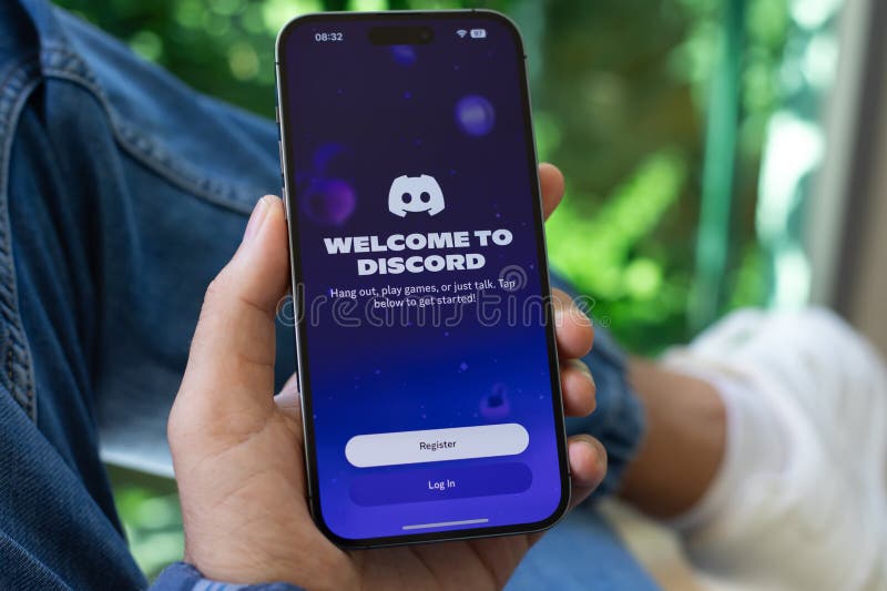 Man Hands Hold Apple IPhone 15 Pro Max Calling Discord Editorial ...