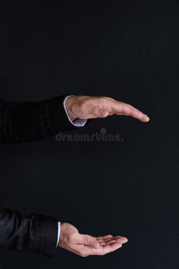 Man Hands Holding Big Virtual Object Empty Hand Stock Image - Image of ...