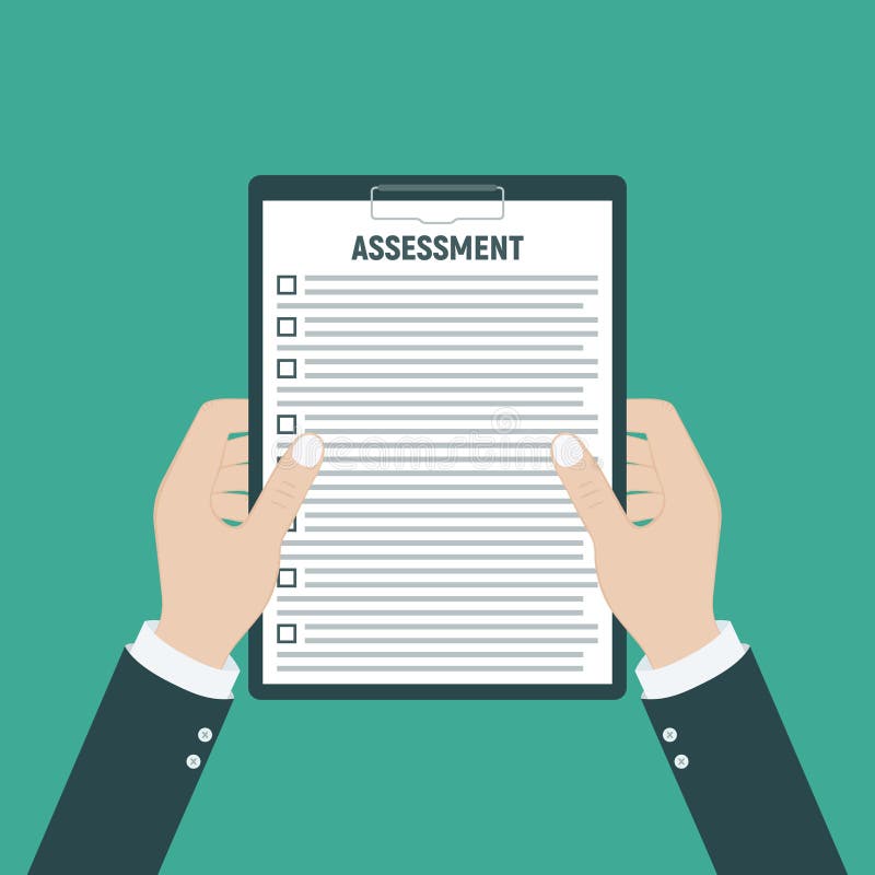 Man Hands Holding Clipboard Checklist with Assessment. Paperwork ...
