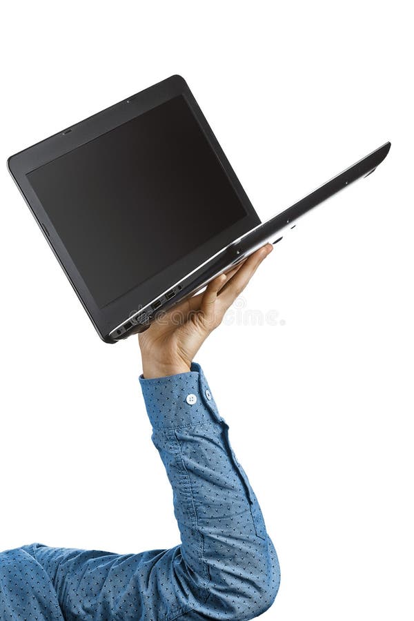 Man Hands Holding Notebook on White Stock Photo - Image of device ...