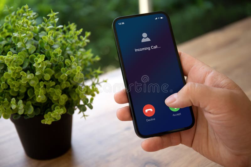 Man Hands Holding Phone with Incoming Call on Screen Stock Photo ...