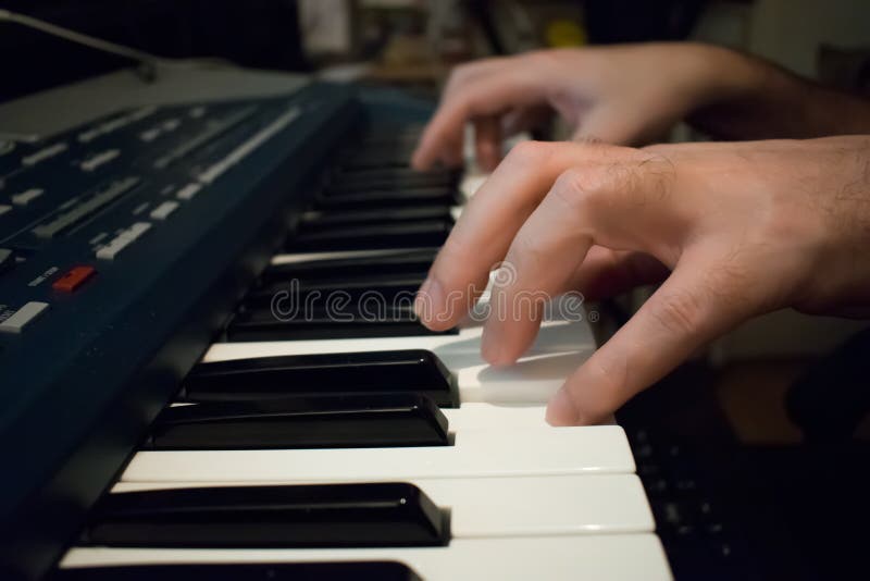 Man Hands on the Keyboard of the Piano Stock Image - Image of create ...